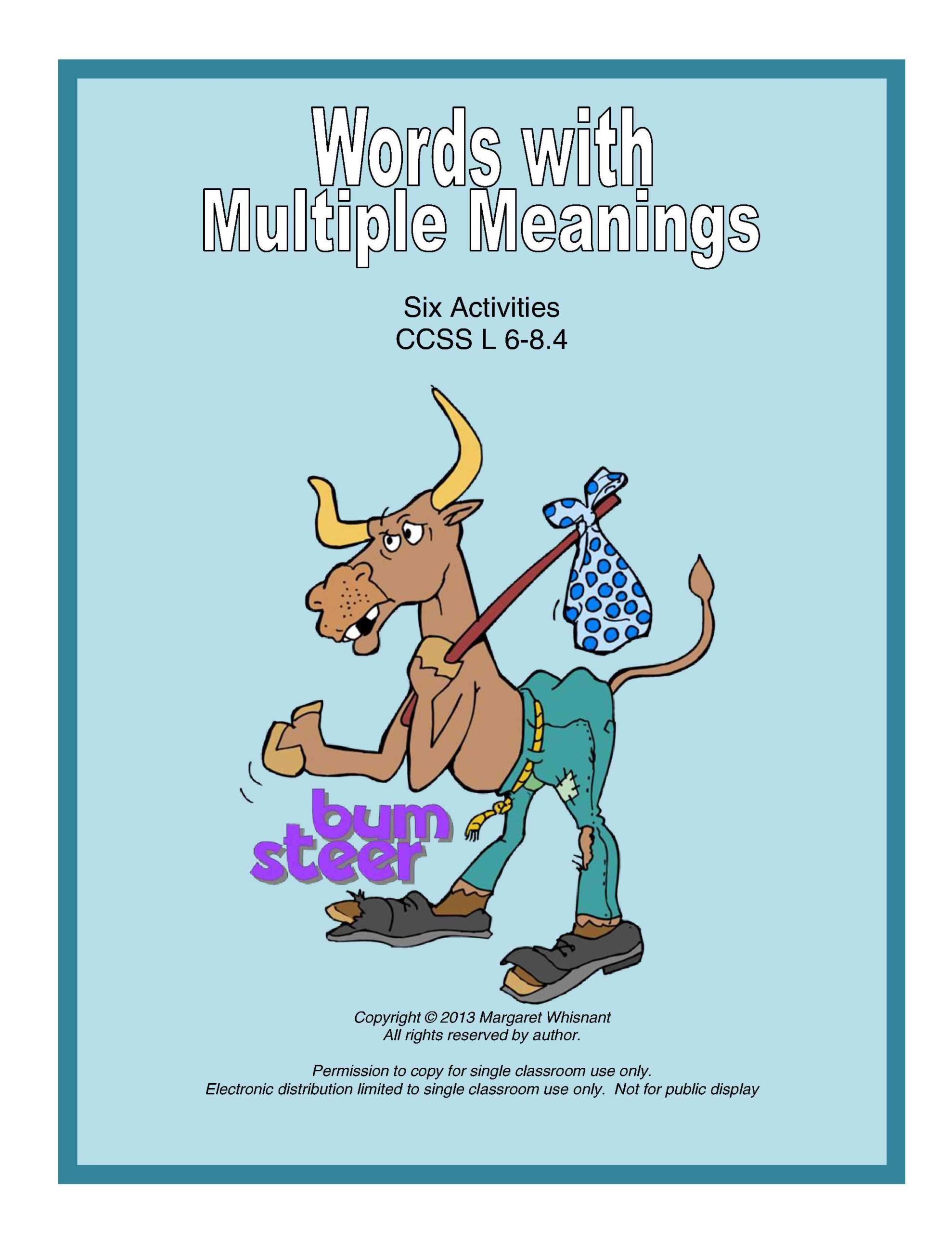 Words with Multiple Meanings (Grades 6-8) – TakingGrades.com